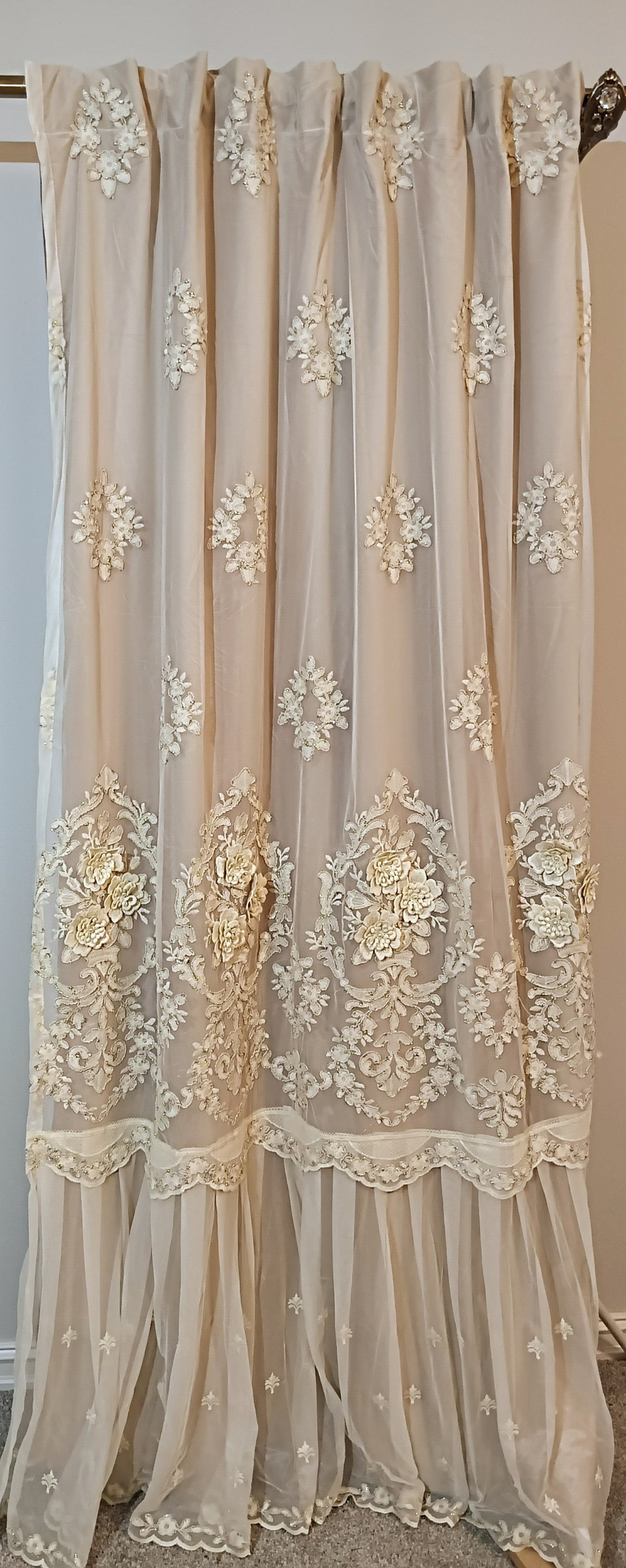 Custom Size Double Layer Curtains for Bride Room, Luxury Tulle Front ...