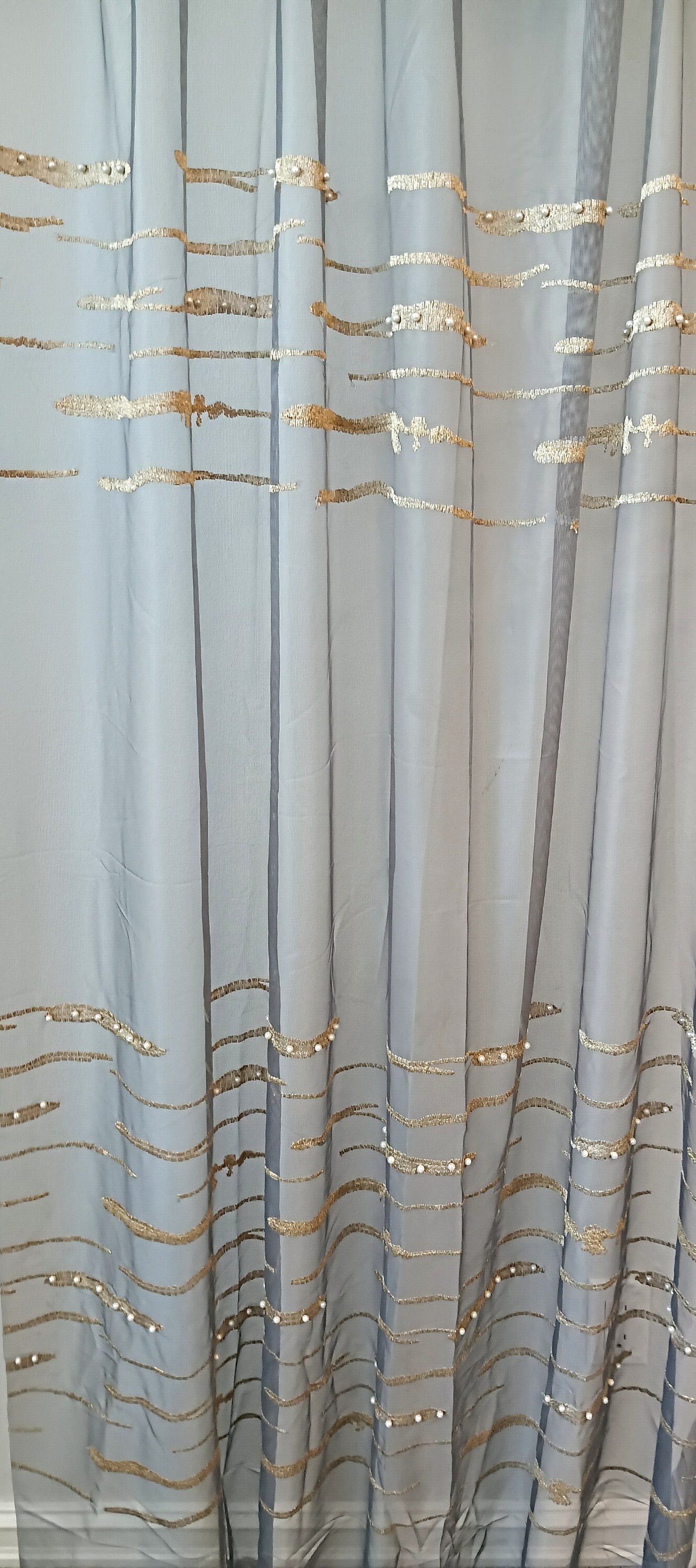 Custom Made Bronze Embroidery Gray Sheer for Living Room, Dining Room ...