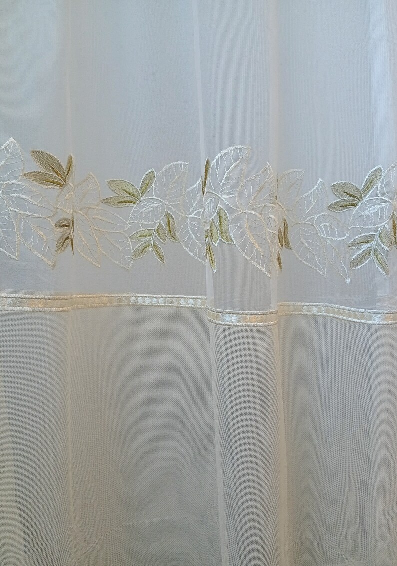 Custom Made Embroidered Leaf Pattern Sheer, Custom Color Handmade Sheer ...