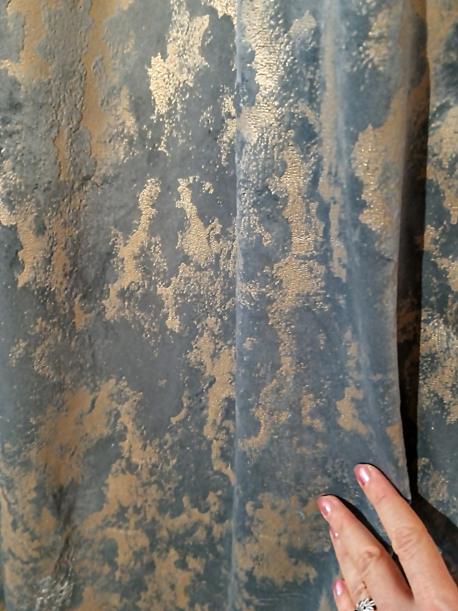 Custom Made Modern Bronze Pattern Velvet Fabric,90% Blackout, Custom ...