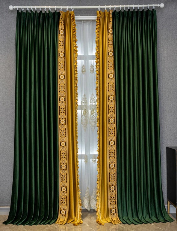 Luxury High End Custom Made Velvet Curtain With Splicing French Style ...