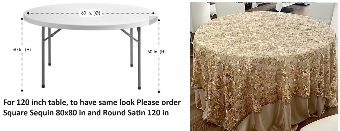GOLD Square Shape Embroidered Sequin Lace Tablecloth, Wedding, Hotel ...