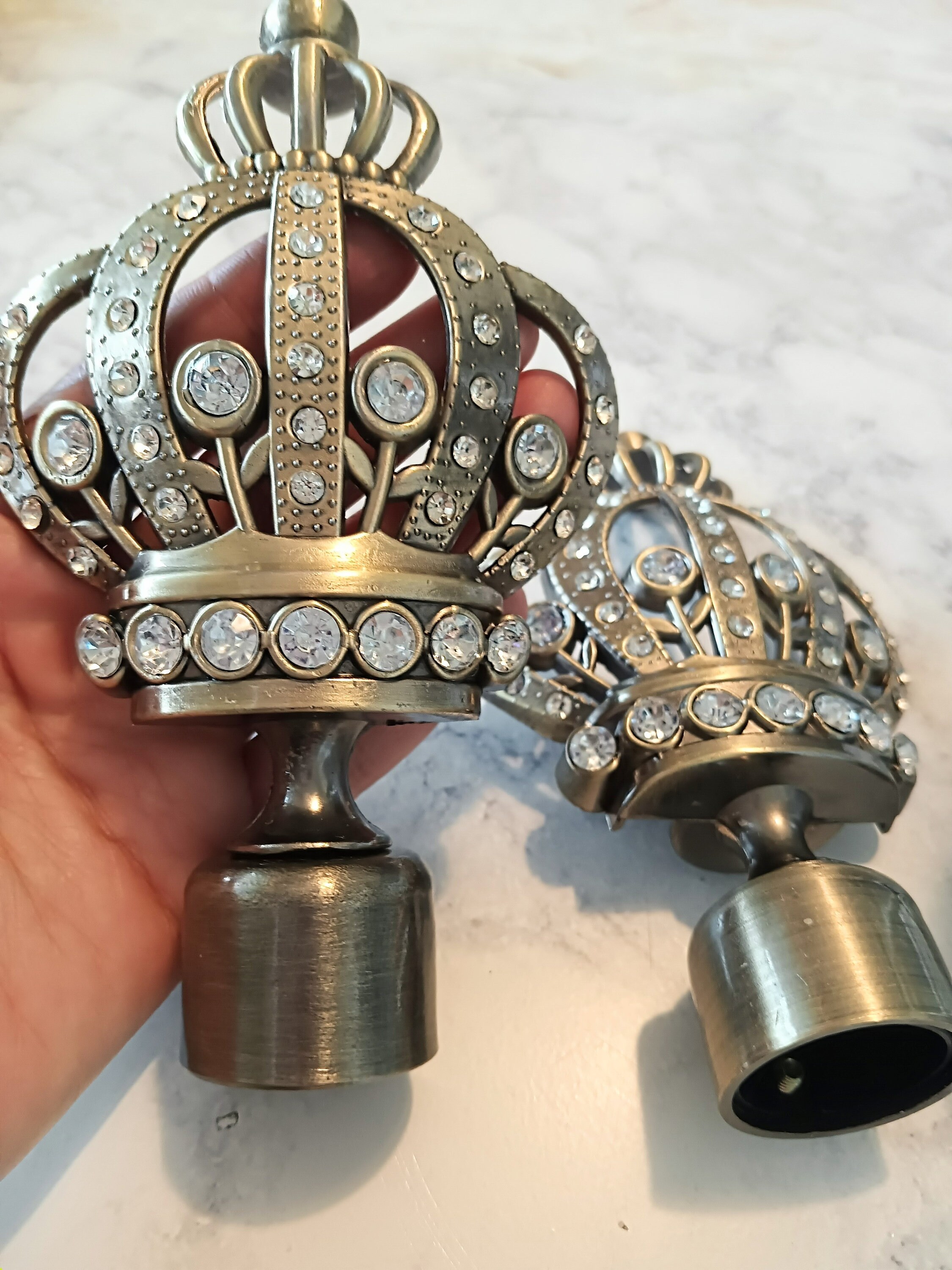 Single Rod Modern Luxury Heavy Duty Handmade Crystal Bronze Adjustable ...