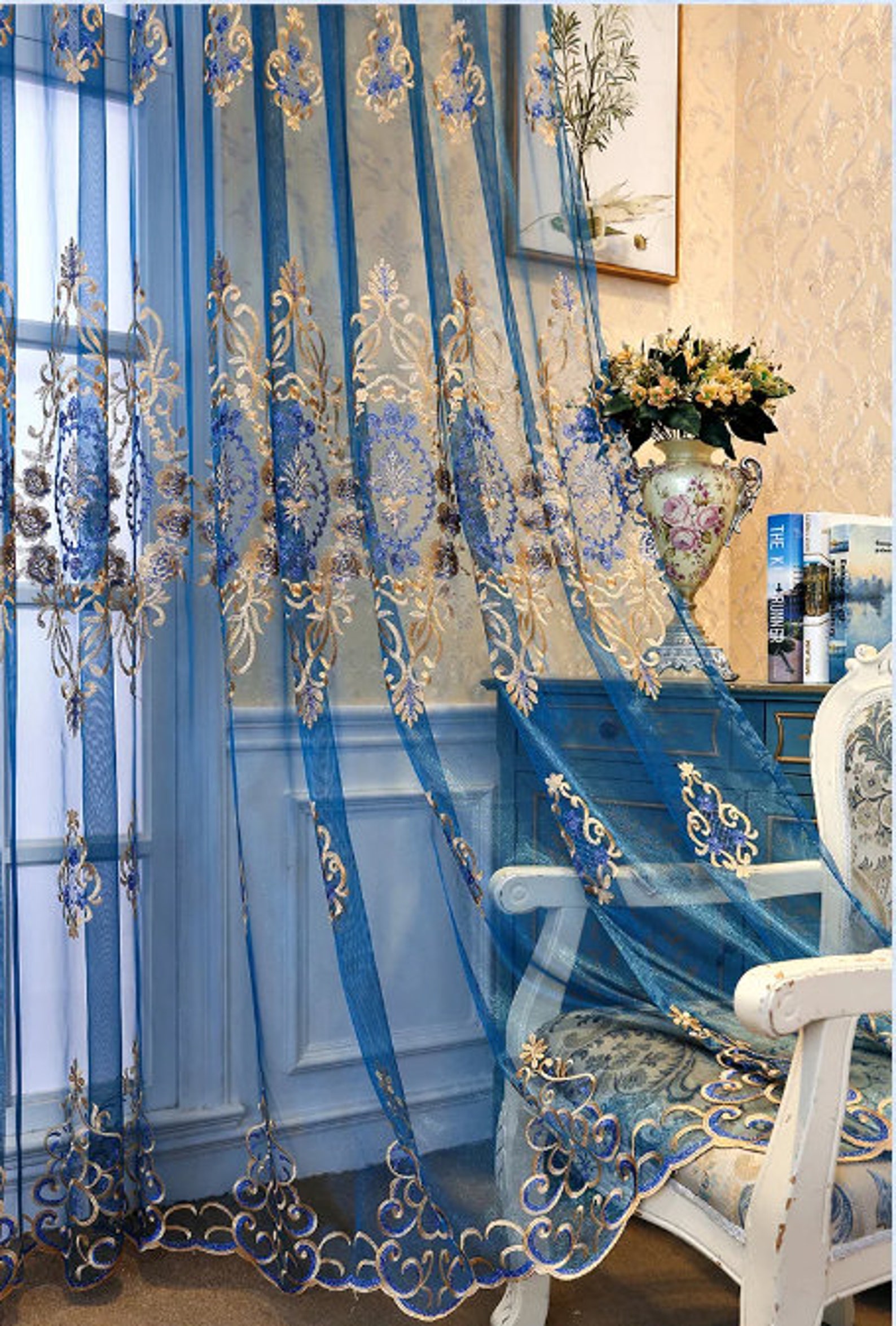 Customized Embroideried Sheer European Style Sheer for Wedding Room ...