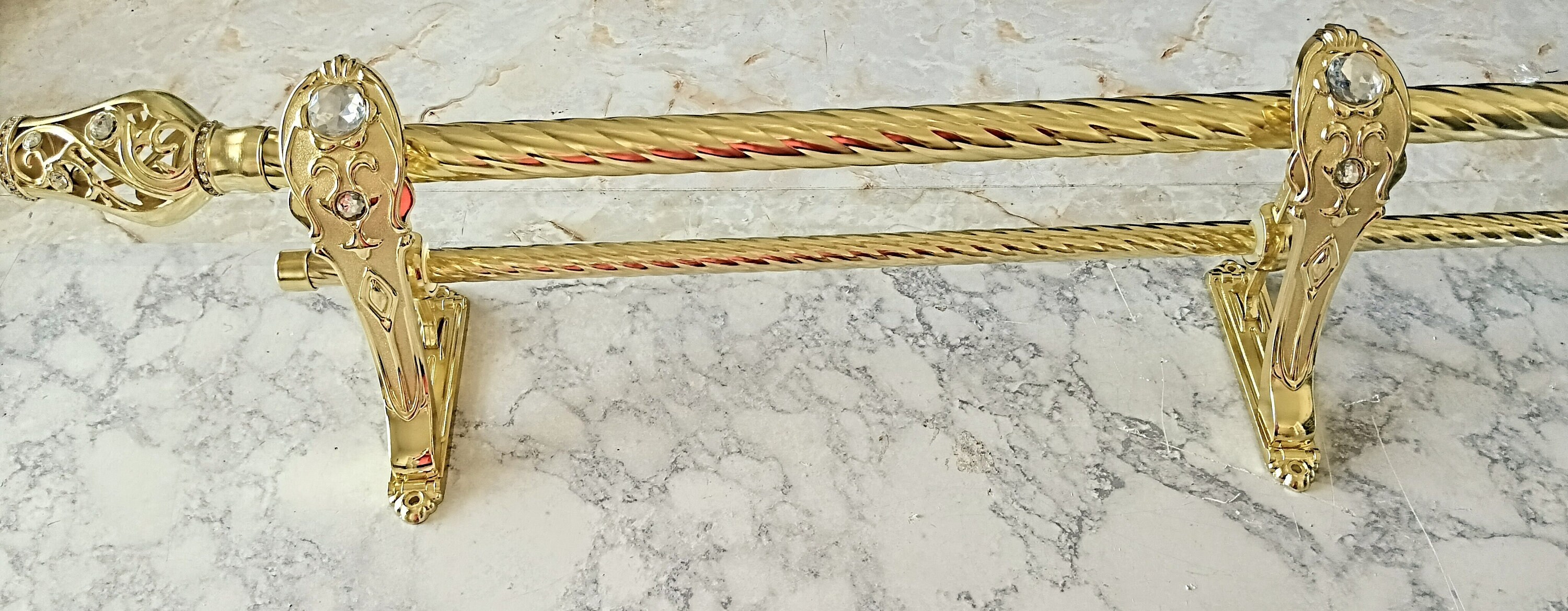 Gold Double Twist Rod Luxury Twisted Rod Heavy Duty Handmade Crystal ...