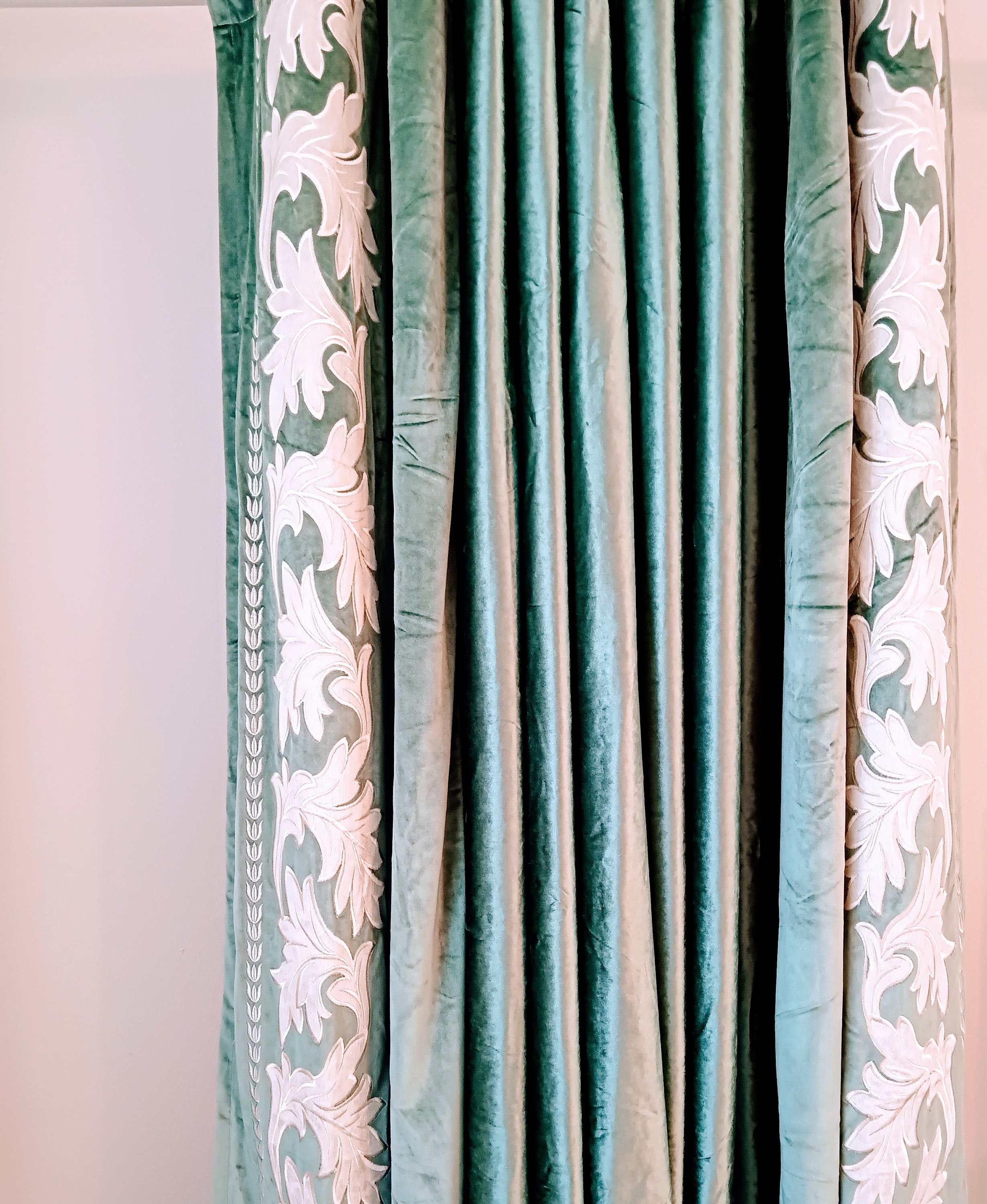 Elegant Velvet Curtain, Double Side Embroidery Lace Style, Customized ...