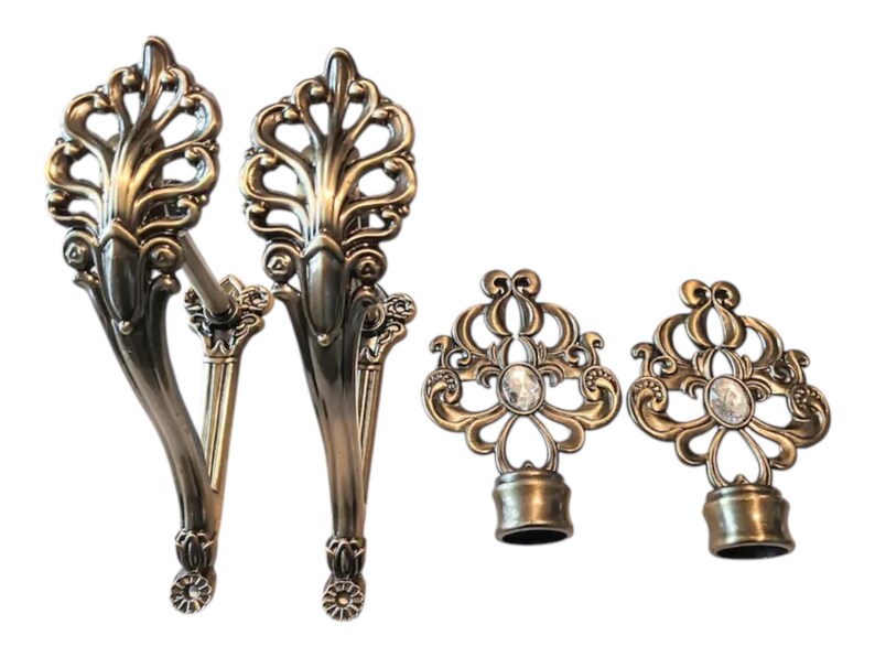 Single Rod Modern Luxury Heavy Duty Handmade Crystal Bronze Adjustable ...