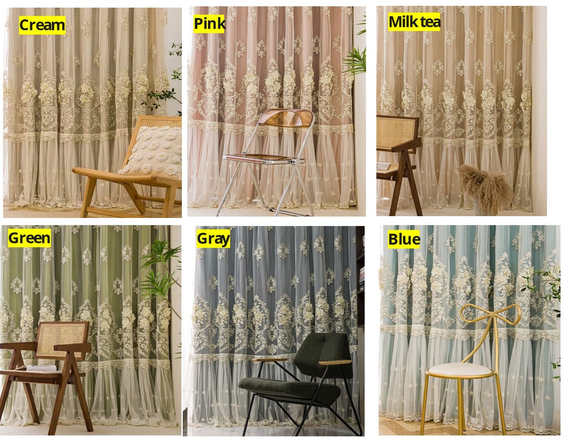 Custom Size Double Layer Curtains for Bride Room, Luxury Tulle Front ...
