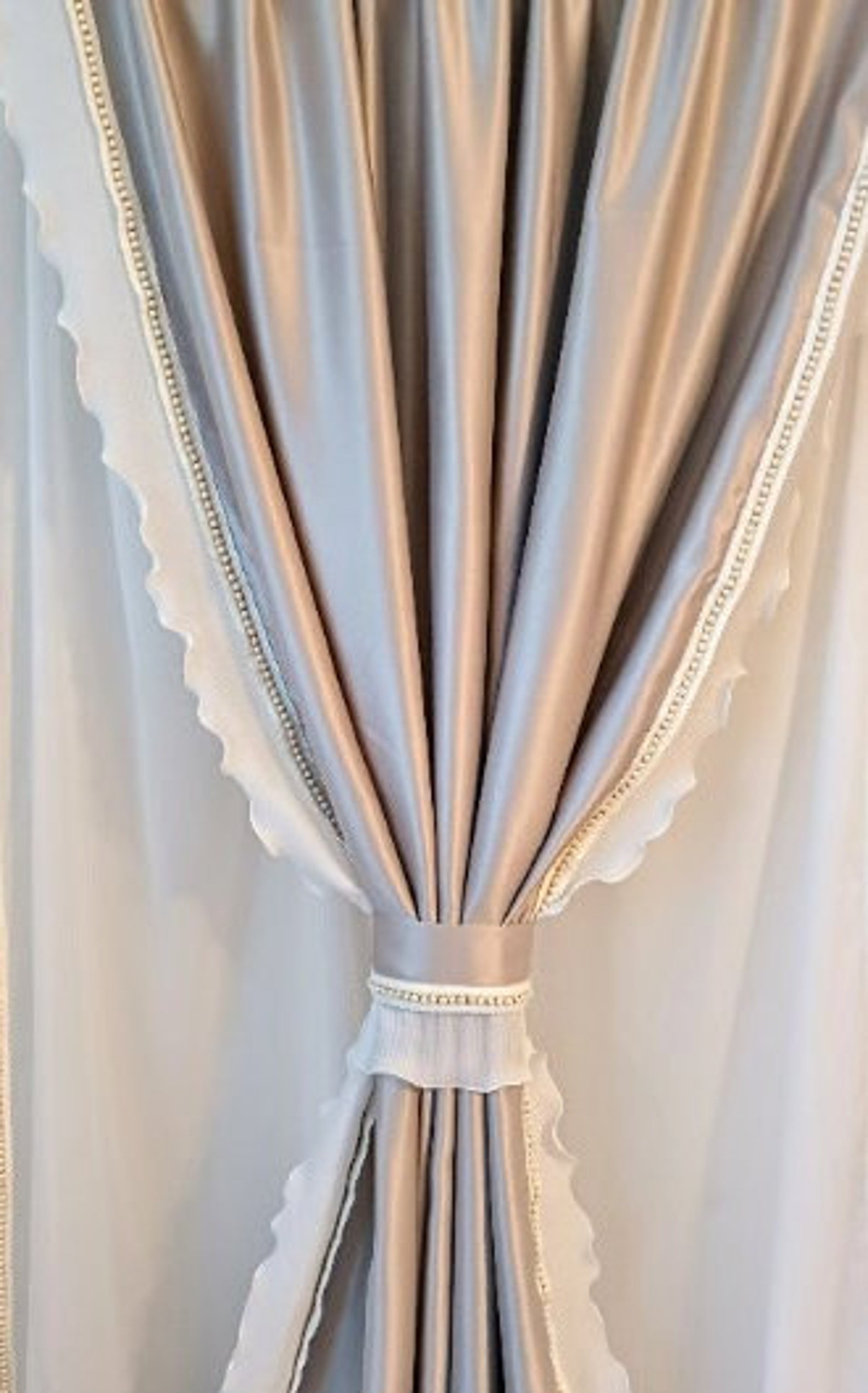 Customer Made Custom Made Beaded Lace Curtain and Side Tulle Set Luxury ...