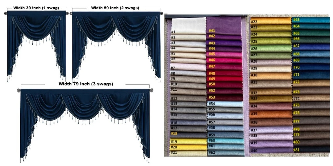 Custom Made Curtain Finished Window Valance, Custom Size, Custom Color ...