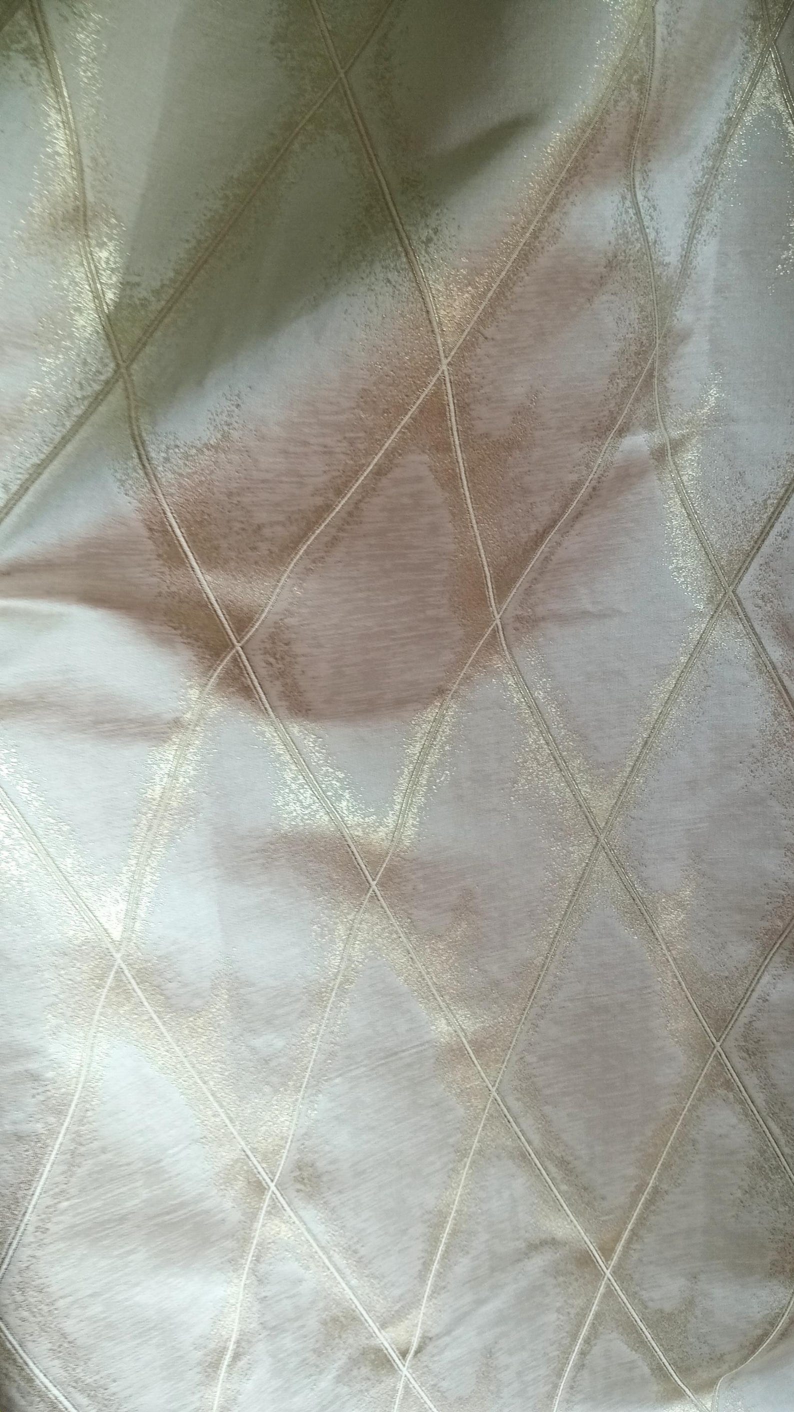 Diamond Pattern Cream Gold Curtain, Jacquard Elegant Style for Living ...
