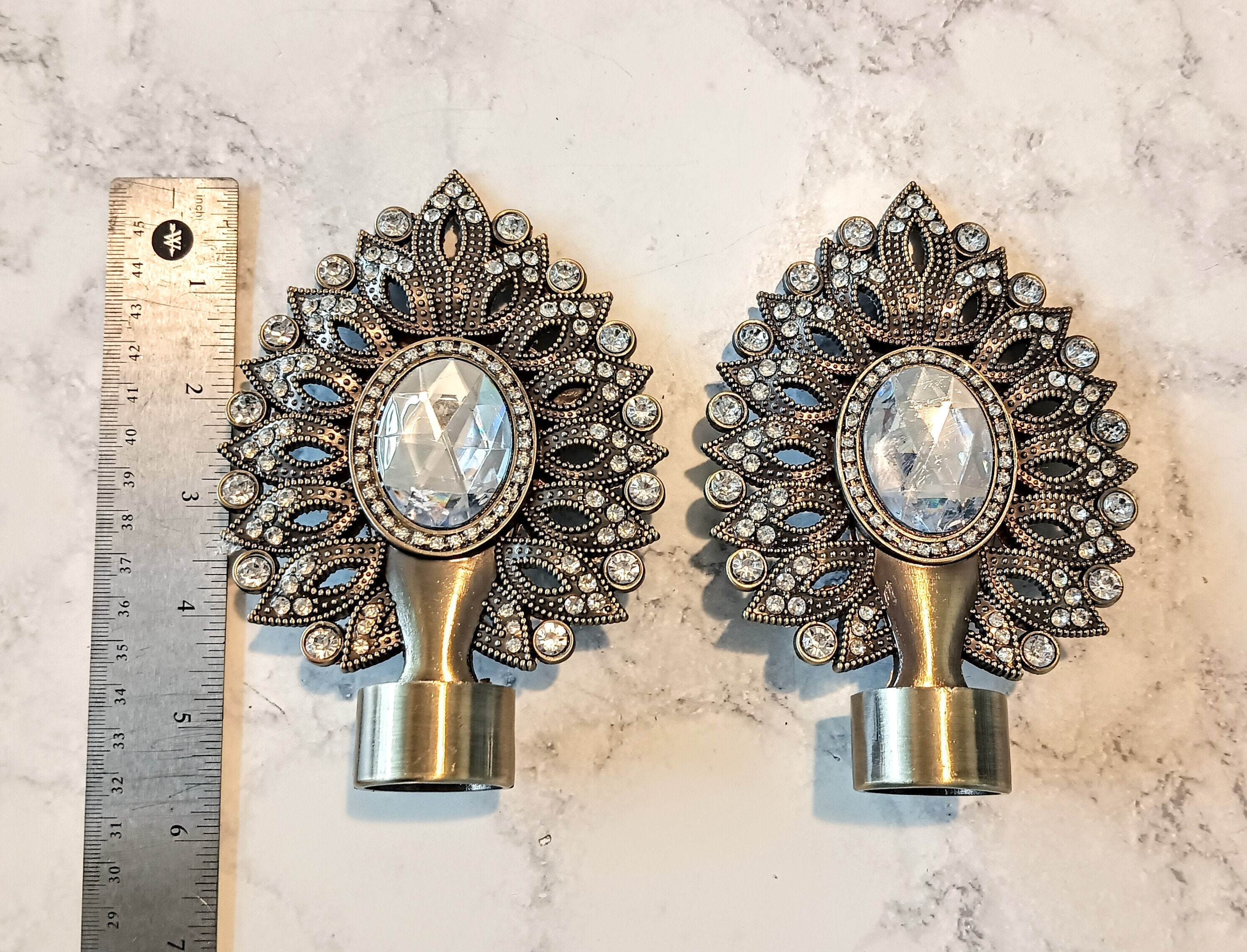 Single Rod Modern Luxury Heavy Duty Handmade Crystal Bronze Adjustable ...