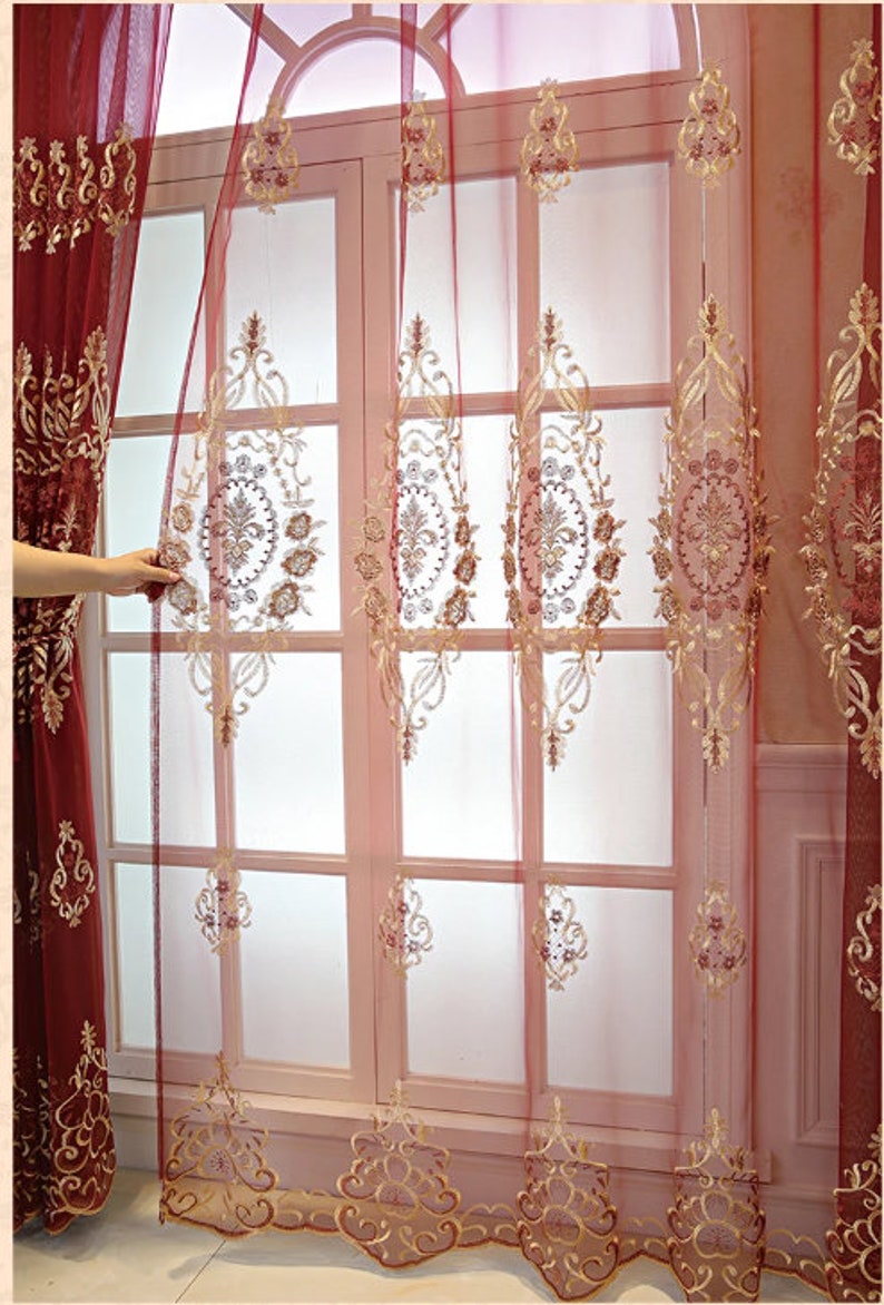 Customized Embroideried Sheer European Style Sheer for Wedding Room ...