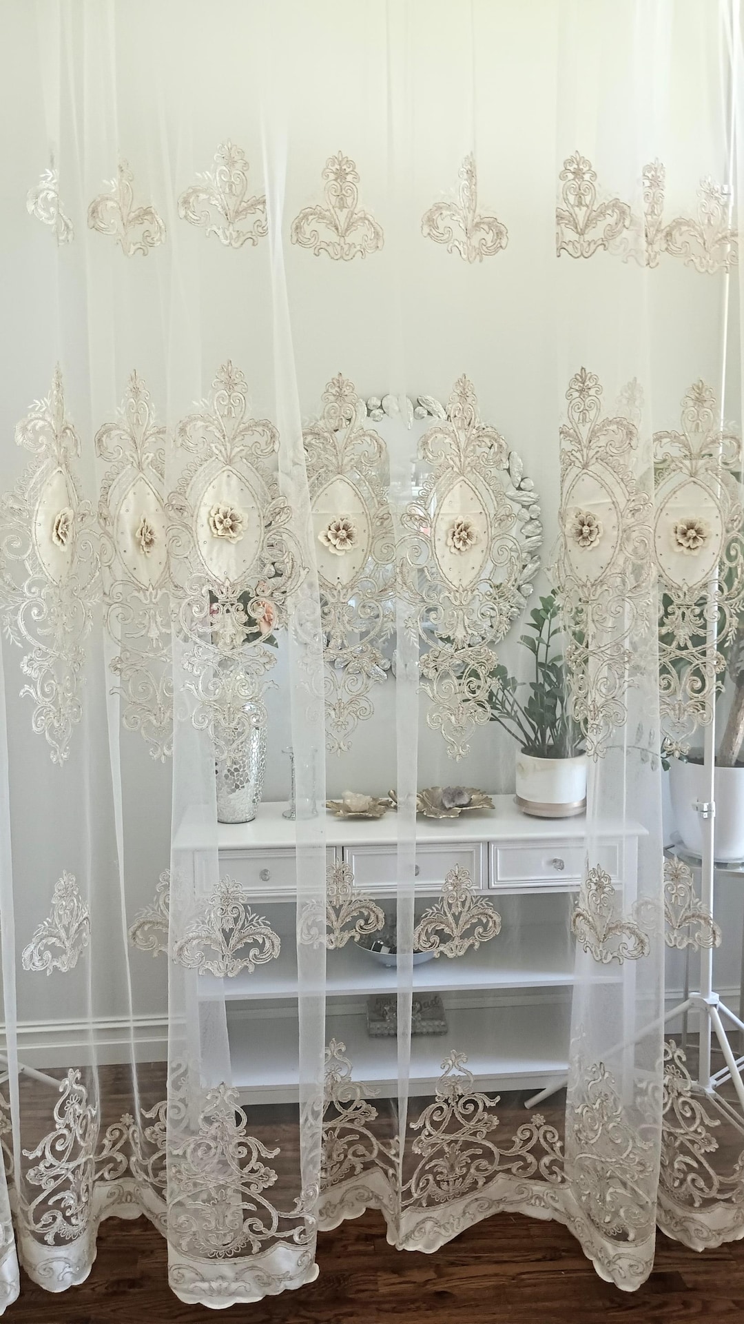 Elegant Embroidery Sheer Tulle Custom Made, Embroidered Sheer for ...