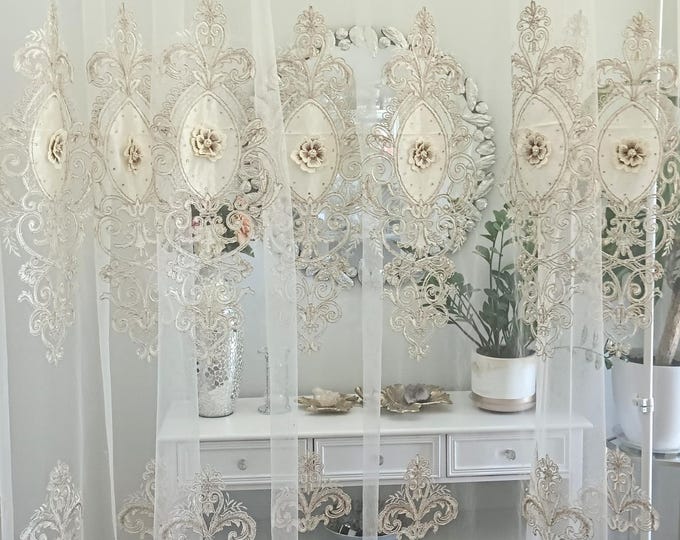 Elegant Embroidery Sheer Tulle Custom Made, Embroidered Sheer for ...