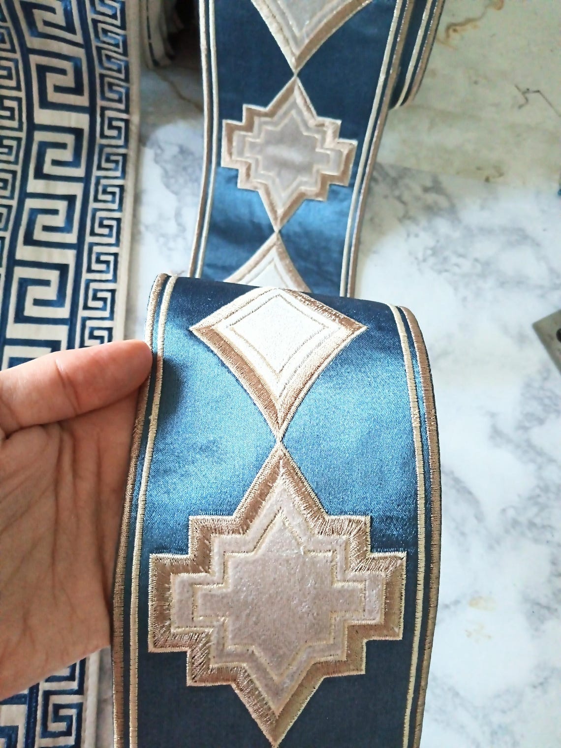 3 1/2 Inch High Quality Edge Curtain Border Tape Dark Blue Curtain Trim ...