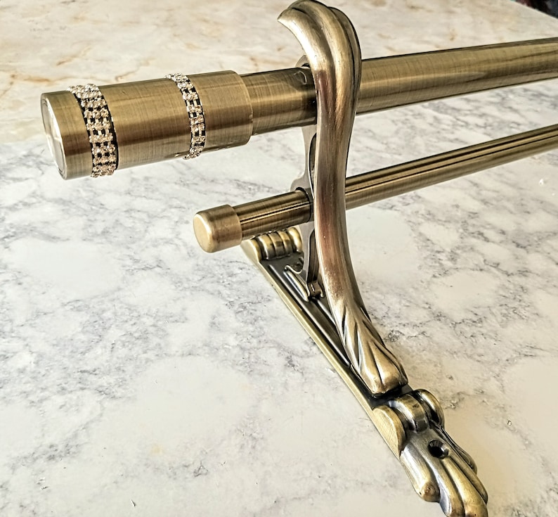 Handmade Heavy Duty Double Rod, Crystal Finials, Bronze Adjustable Rod ...