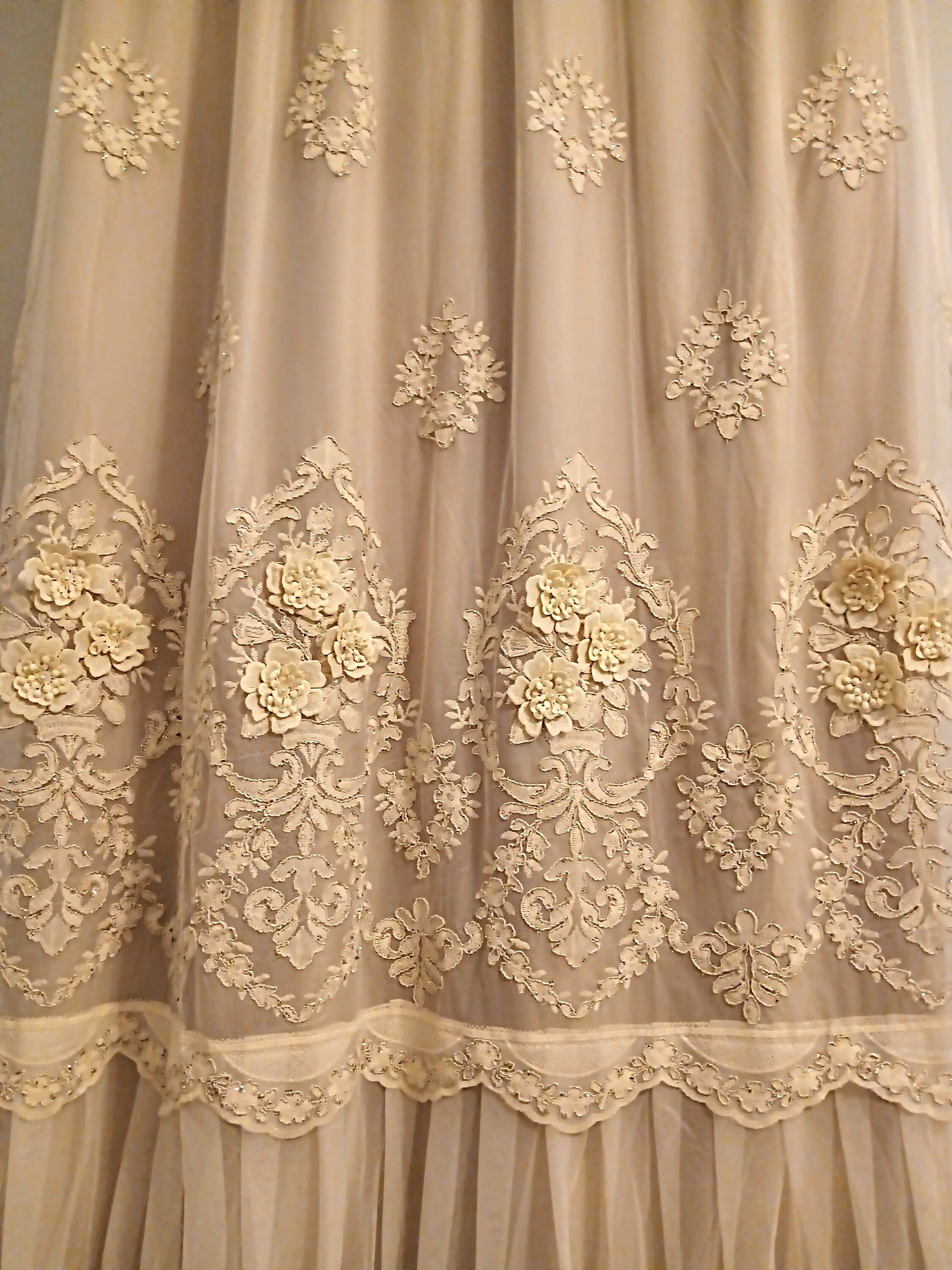 Custom Size Double Layer Curtains for Bride Room, Luxury Tulle Front ...