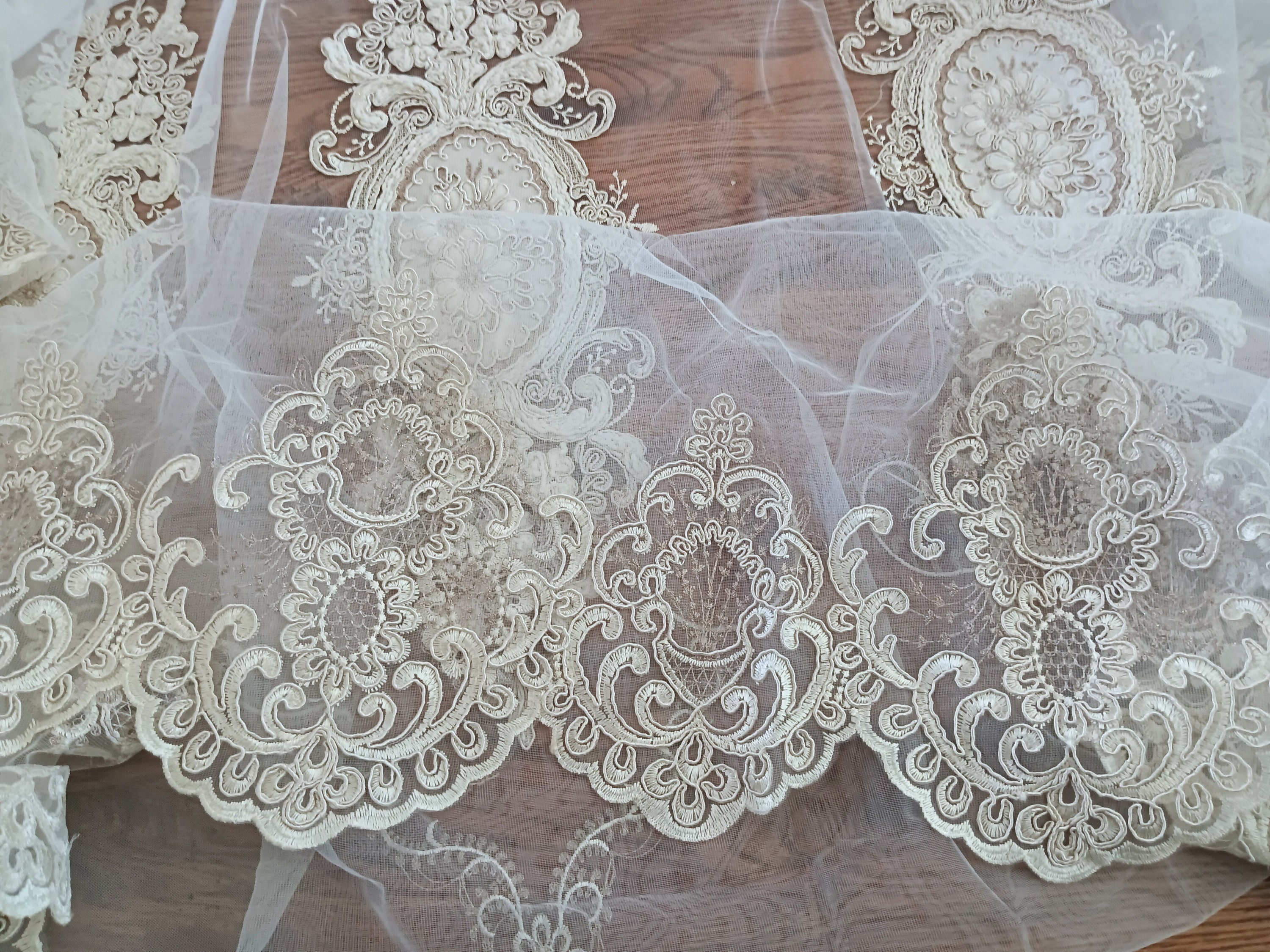 Customized Size European Luxury Tulle Custom Made Decorated Embroidered ...
