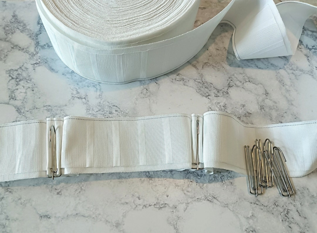 2.7 in Pinch Pleat Curtain Tape and Heavy-duty Stainless-steel Curtain ...