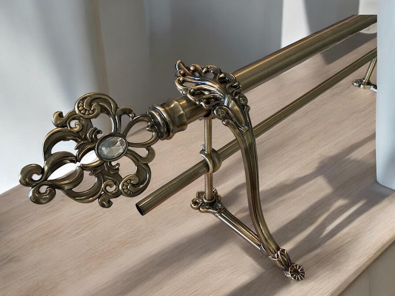 Double Rod Modern Luxury Heavy Duty Handmade Crystal Bronze Adjustable ...