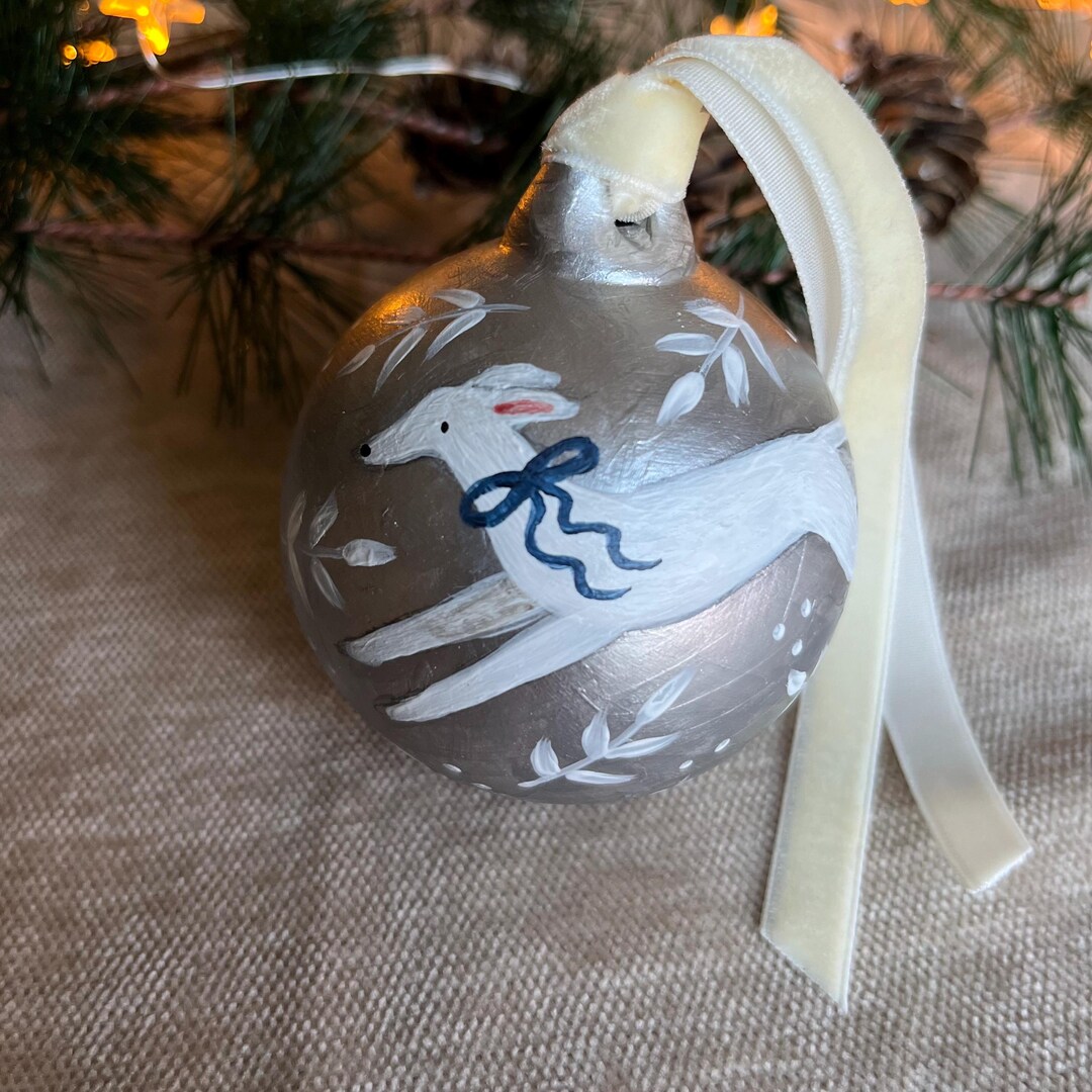 Ceramic Hand Painted Whippet Christmas Bauble - Etsy