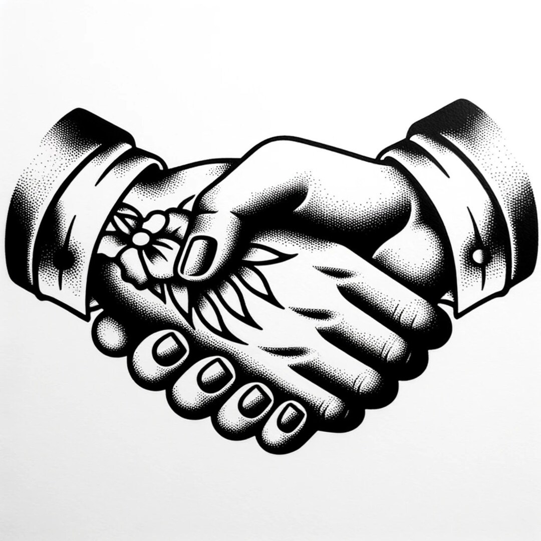 Tattoo-inspired Handshake Design by Well-mannered / Oversized - Etsy