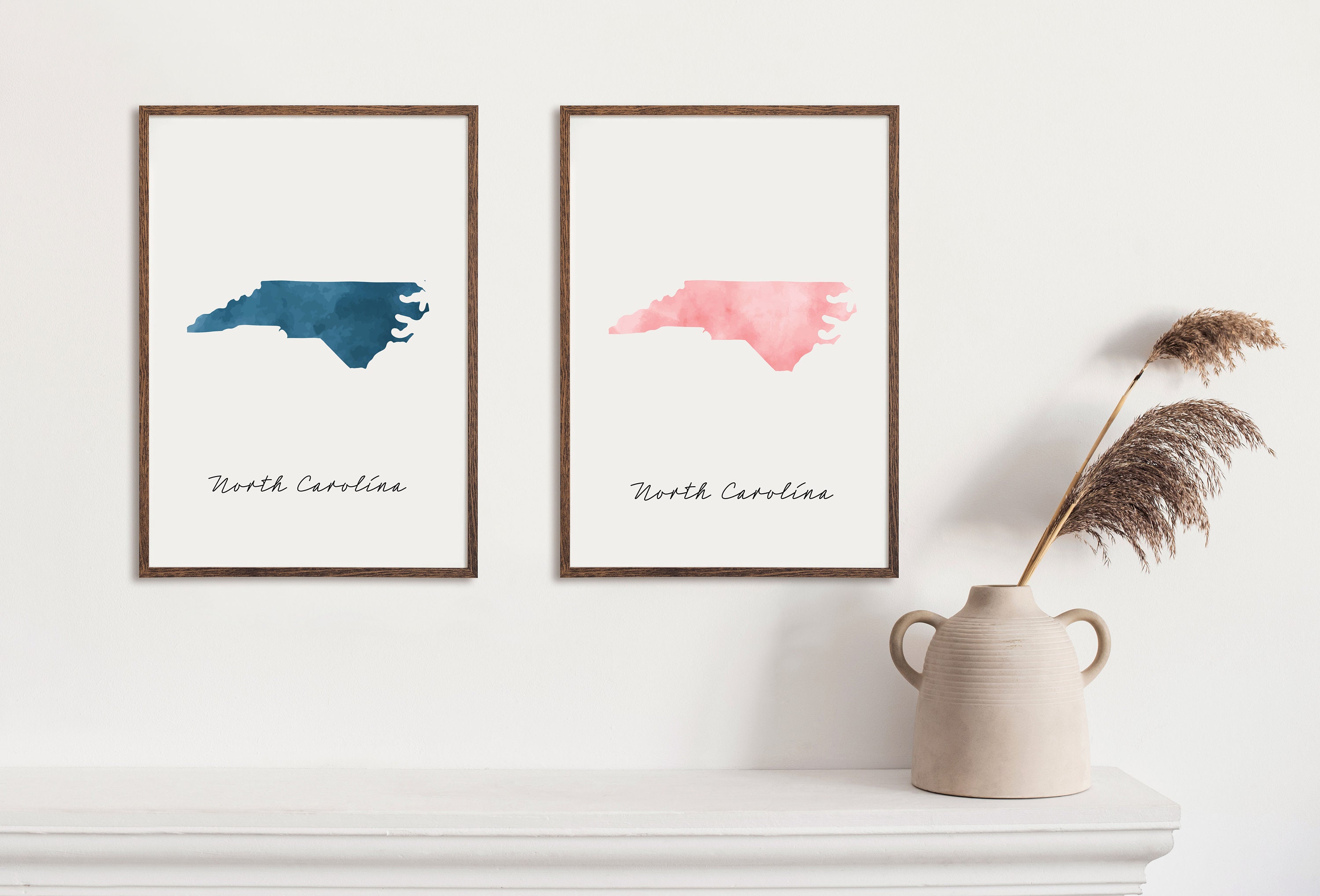 North Carolina - State Watercolor Print, State Outline, Unique Wall Art ...