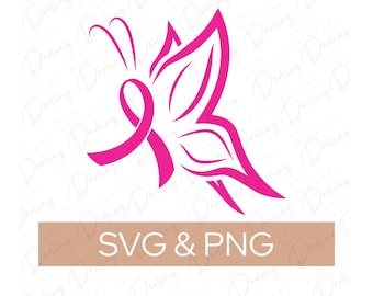 Butterfly Breast Cancer Awareness Ribbon Png, Jpg, Svg - Etsy