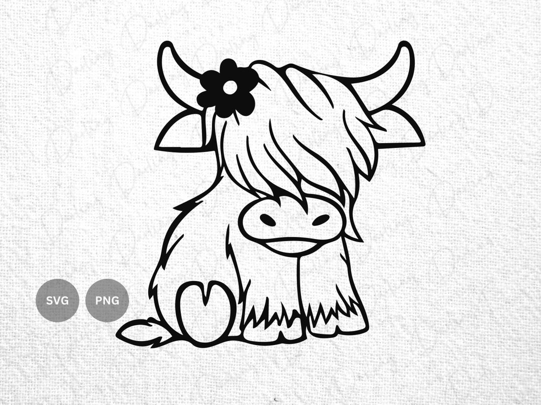 Baby Highland Cow SVG, Cute Highland Cow Svg, Flower Highland Cow Svg ...