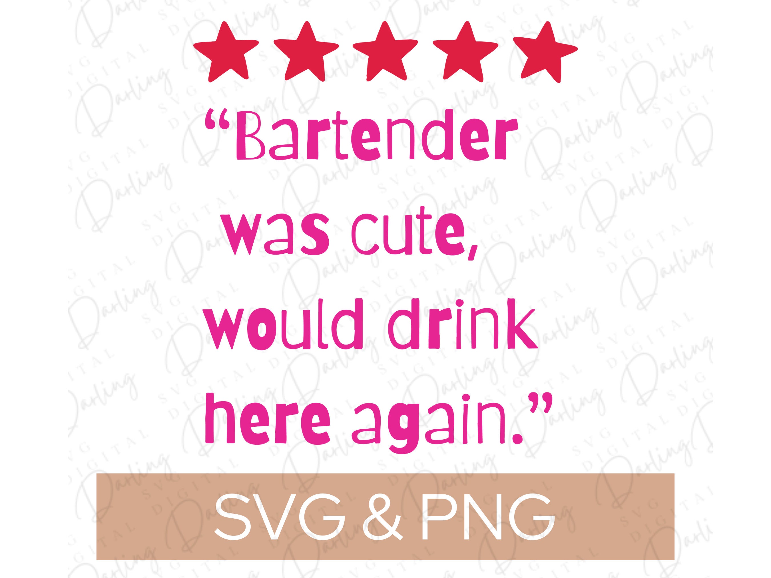 Cute Bartender Quote SVG, 5 Star Review, Cricut Cuttable (SVG PNG) - Etsy