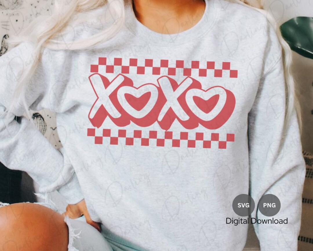 XOXO SVG PNG, Retro Checkered Xoxo Svg, Hugs Kisses Svg, Valentines Day ...
