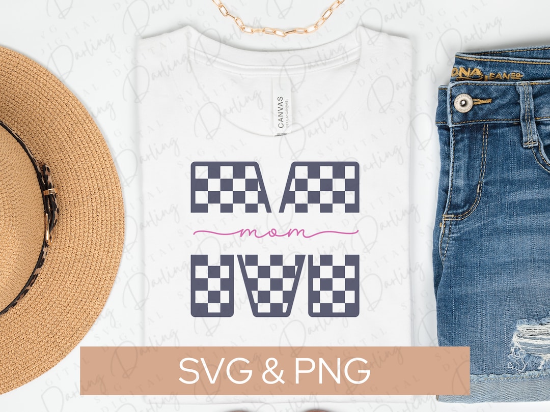 Checkered Mom Svg, Racing Mom Svg, Retro Mom Svg, Cricut Cut File, SVG ...