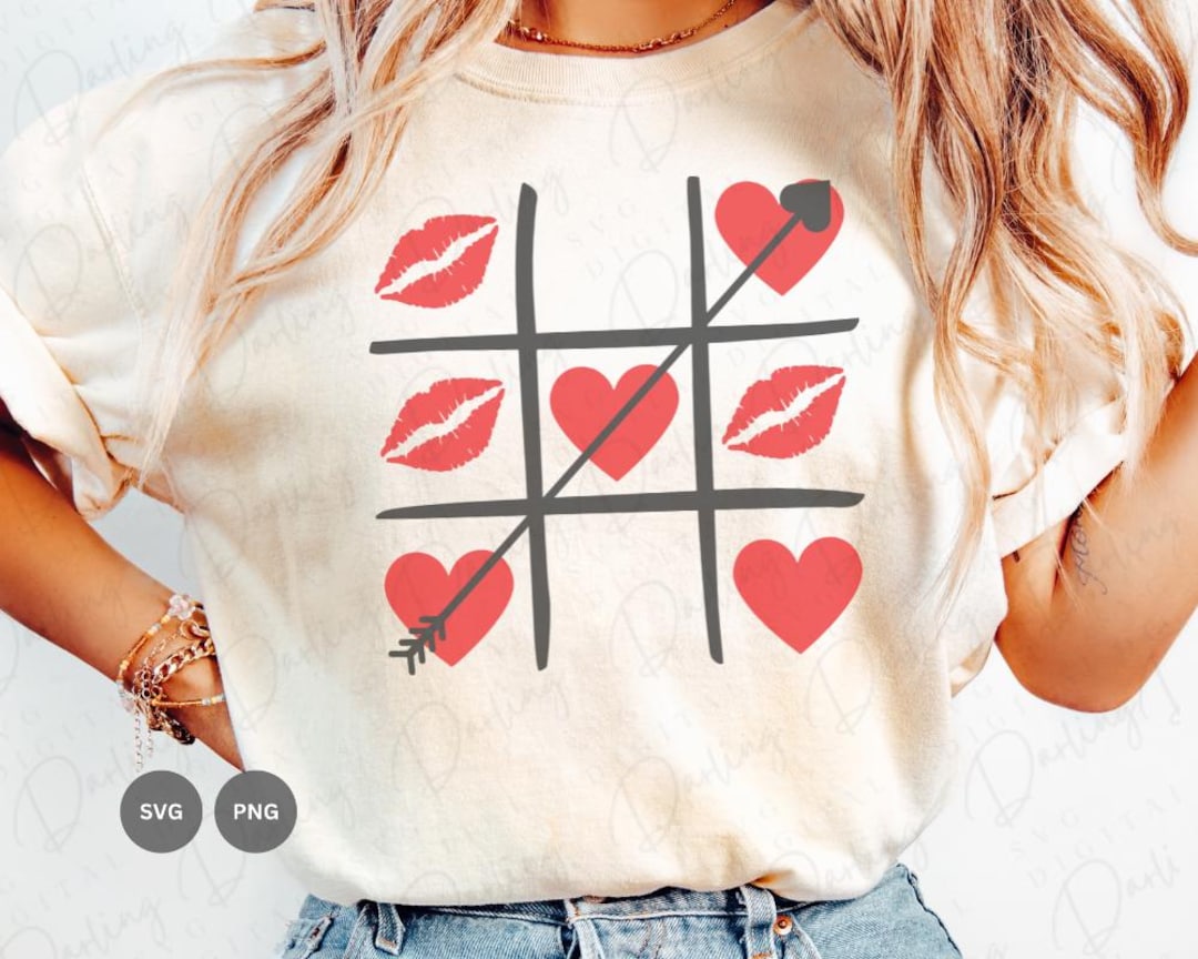 Tic Tac Toe SVG PNG, Hearts Kiss Tic Tac Toe Svg, XOXO Svg, Hugs Kisses ...