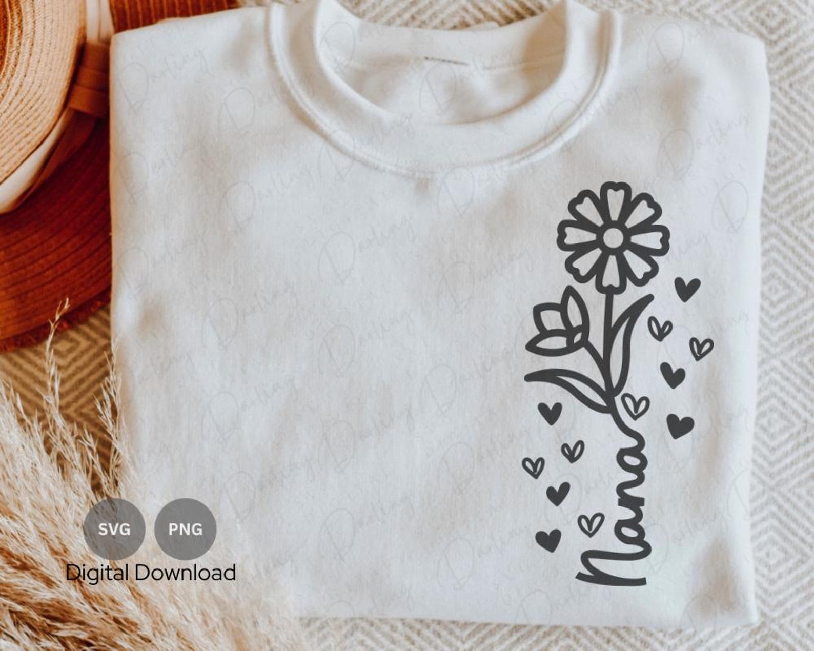 Nana Flowers SVG, Nana Svg, Nana Cut File, Nana Clipart, Nana Shirt ...