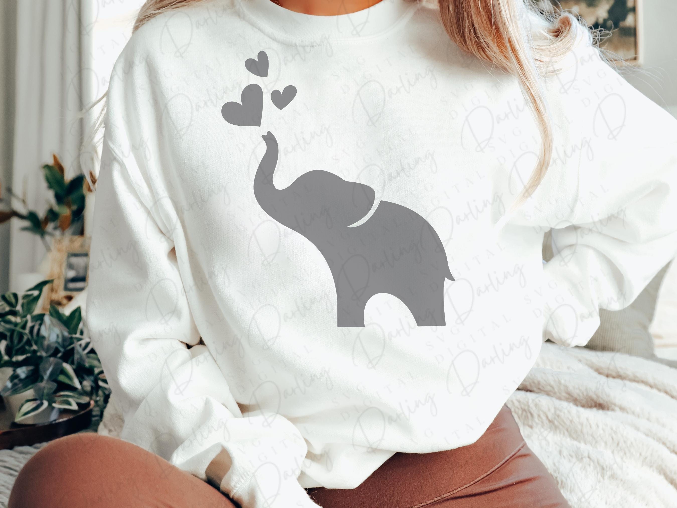 Baby Elephant SVG PNG, Elephant Blowing Hearts SVG, Cut File, Elephant ...