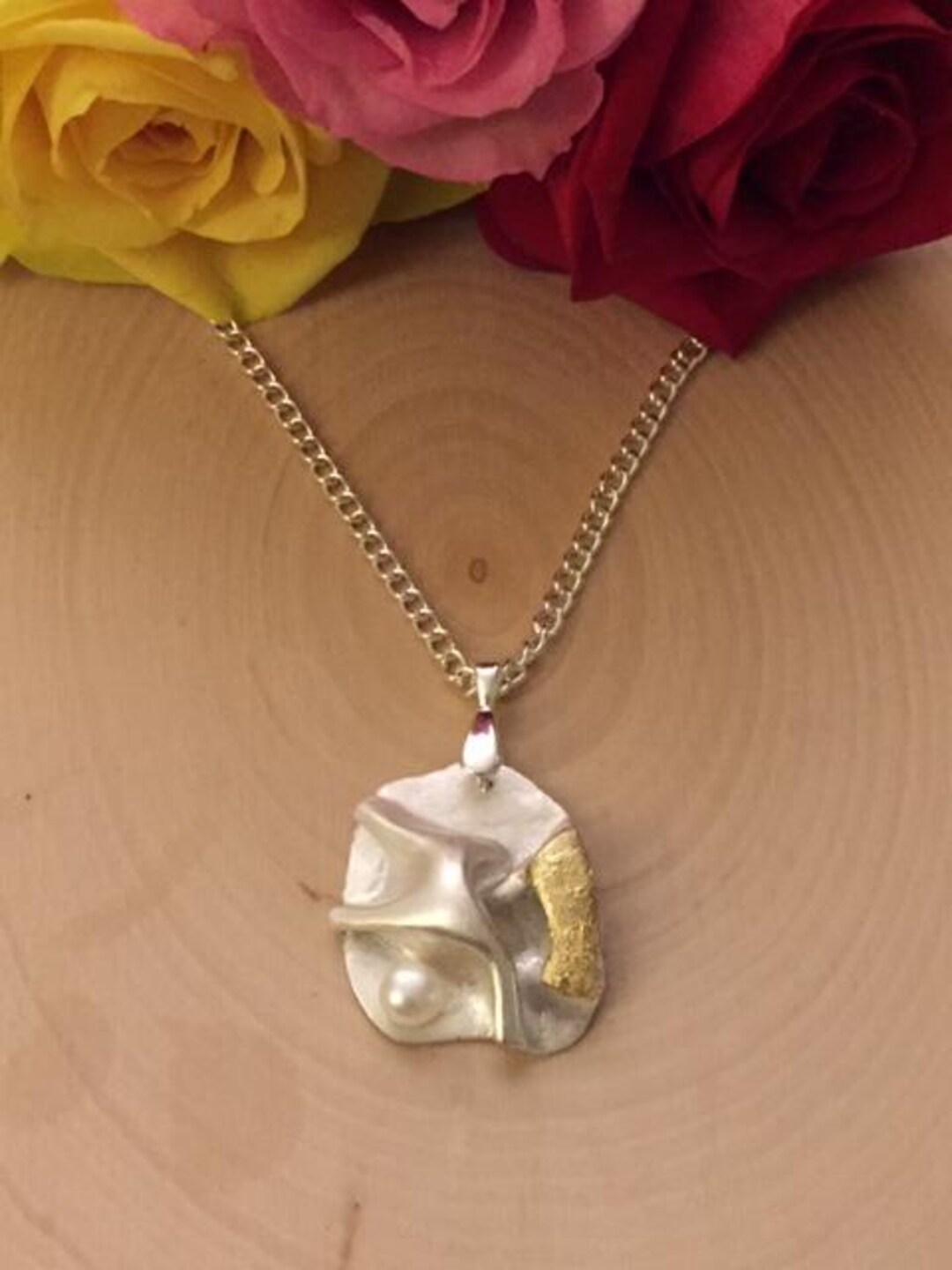 Keum-boo Fold Formed Silver & Pearl Necklace , Handcrafted Luxury With ...