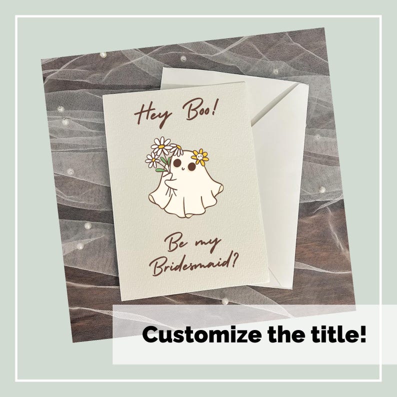 Bridesmaid Proposal Card Spooky Hey Boo Floral Ghost Maid of Honor ...