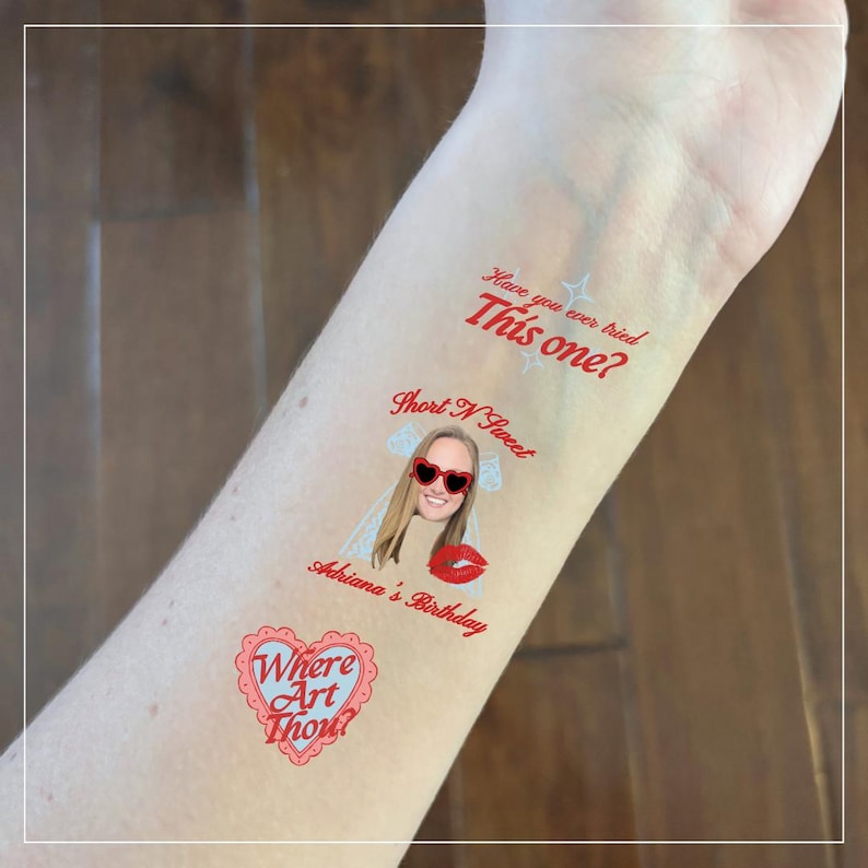 Custom Temporary Tattoos for Short and Sweet Birthday Party Retro ...
