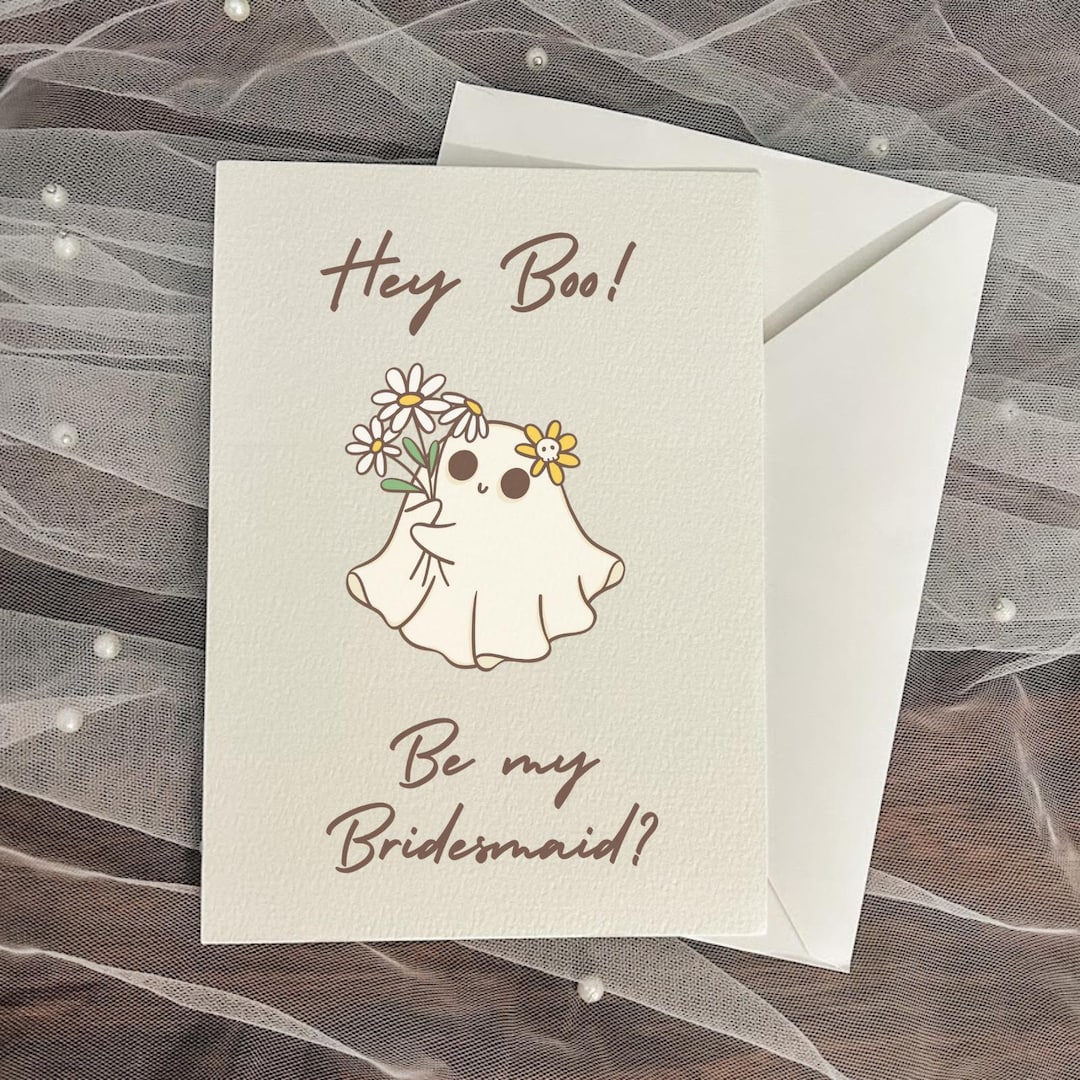 Bridesmaid Proposal Card Spooky Hey Boo Floral Ghost Maid of Honor ...