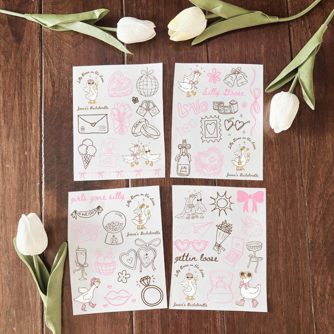 Custom Temporary Tattoo for Silly Goose on the Loose Bachelorette Party ...