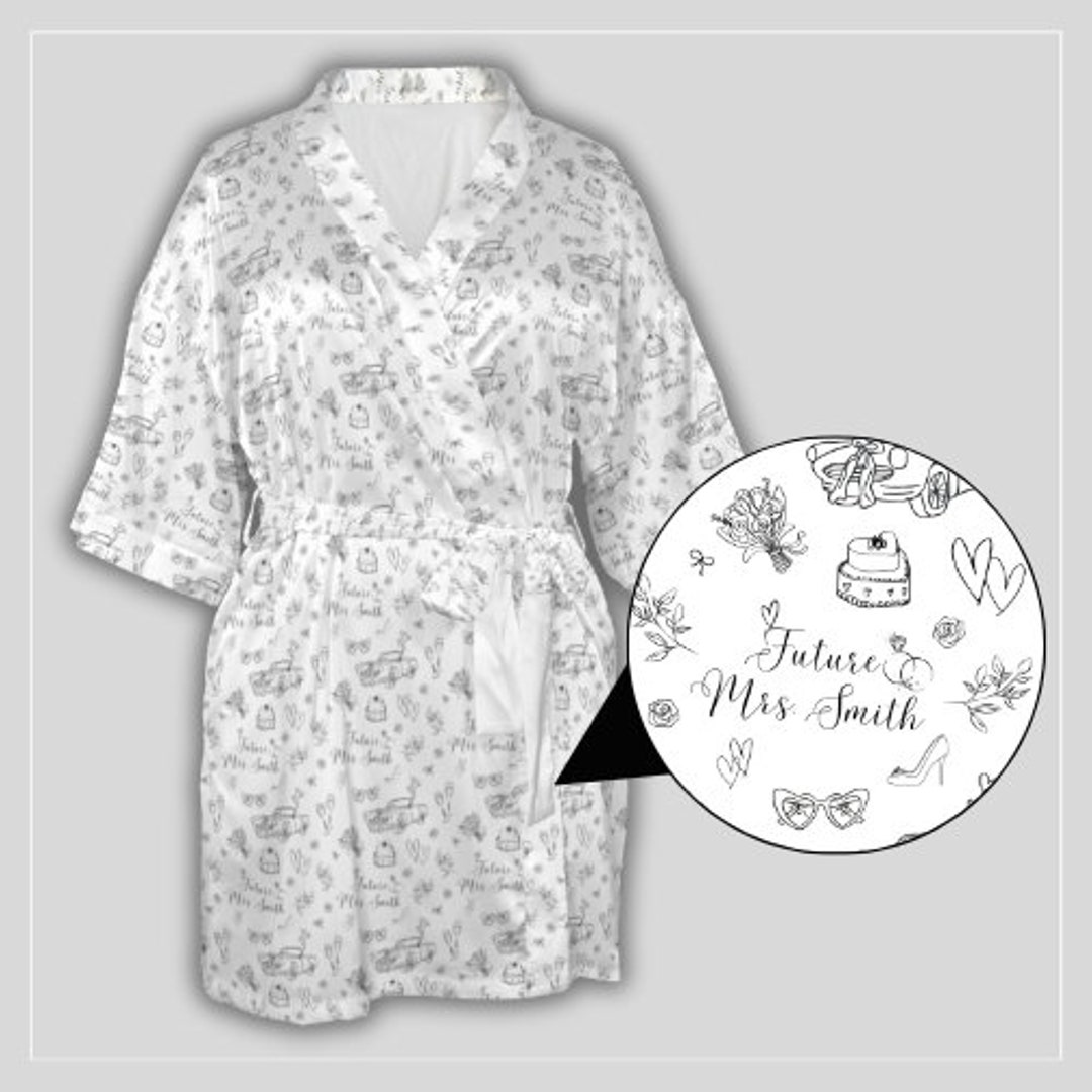 Personalized Bridal Robe for Bachelorette Dressing Gown Bride ...