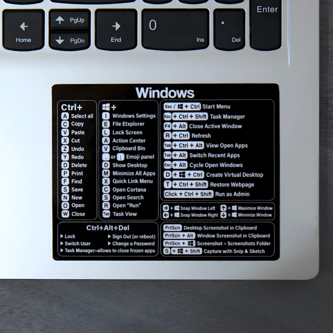 Windows Shortcuts Sticker Cheat Sheet Productivity Boost - Etsy