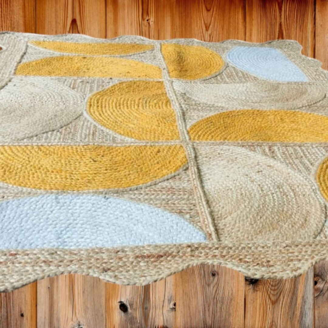 Scalloped Jute Rug - Bohemian Jute Runner - Scalloped Runner for Living ...