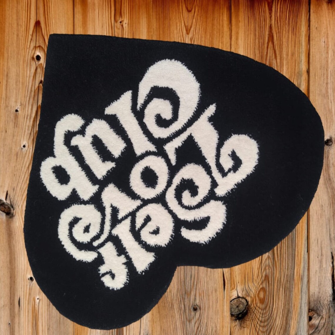 Self Love Club Handmade Tufted Rug Black Heart Shaped Love Rug for ...