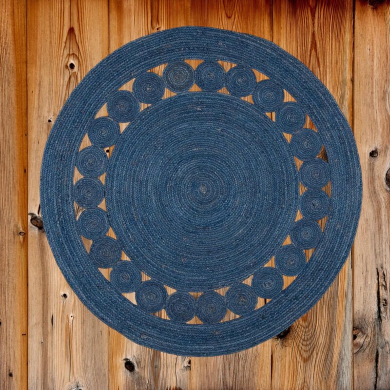 Blue Round Rug - Etsy