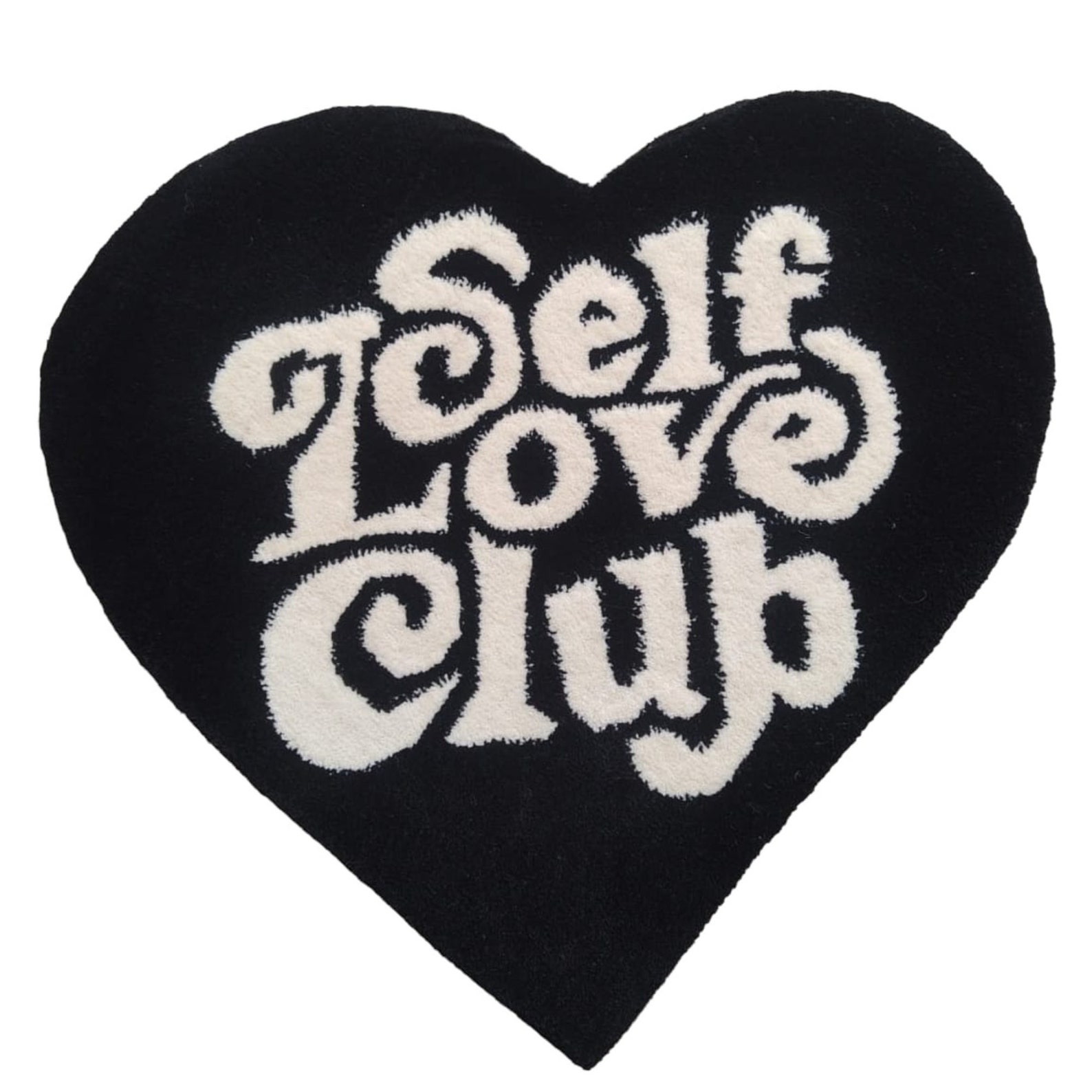Self Love Club Handmade Tufted Rug Black Heart Shaped Love Rug for ...