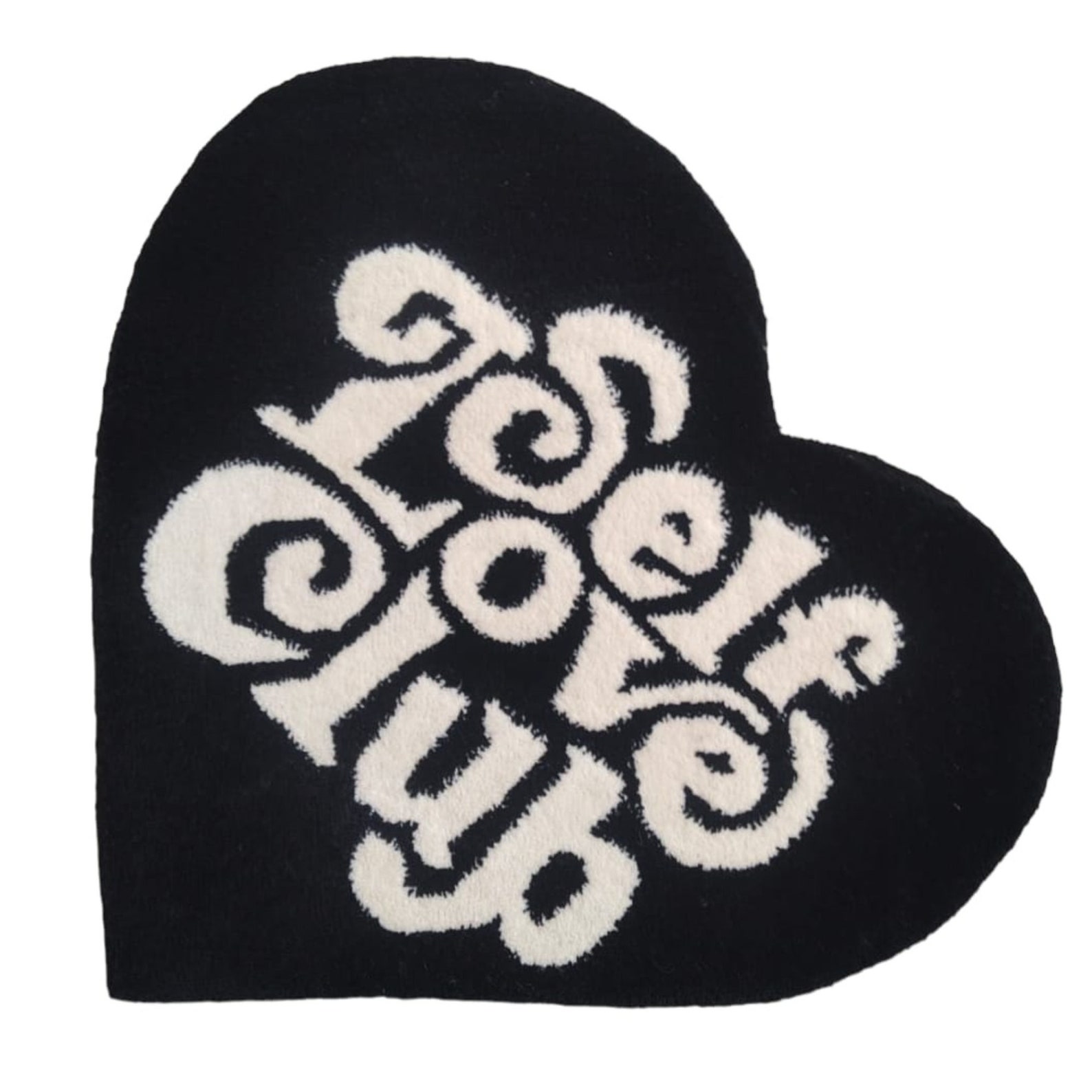 Self Love Club Handmade Tufted Rug Black Heart Shaped Love Rug for ...