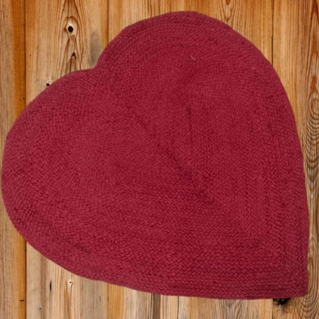 Hand Braided Red Heart Jute Rug: Living Room Decor - Etsy