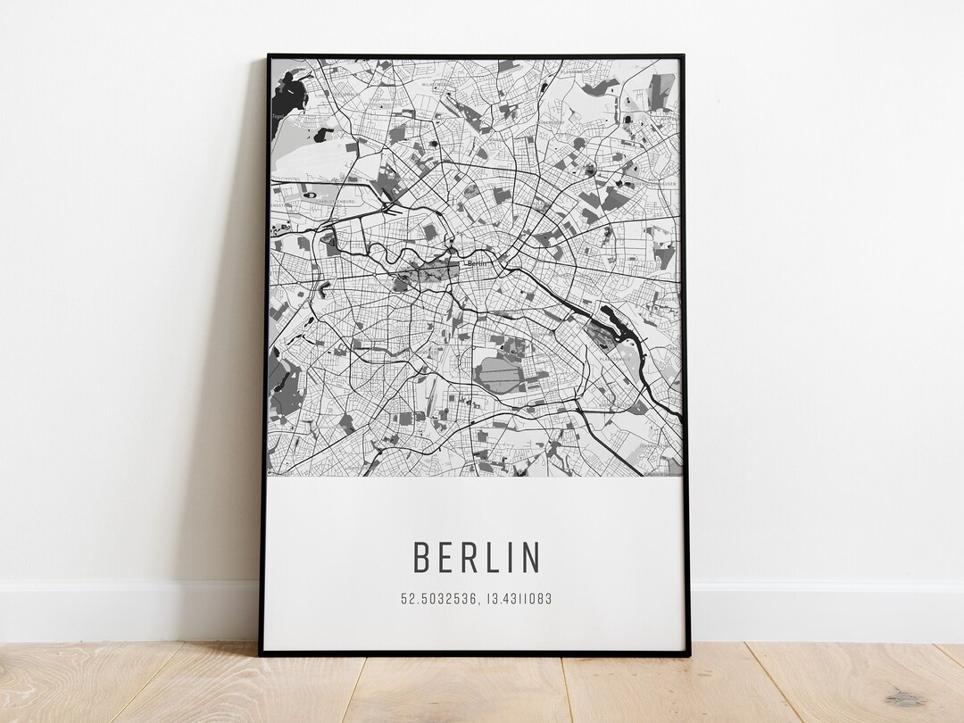 Poster City Map Berlin Round Poster With City and Coordinates Gift ...